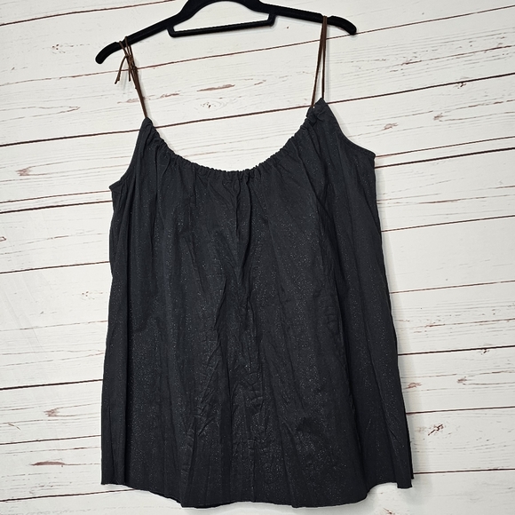 Tangerine | Tops | Tangerine Black Shimmer Trapeze Top With Suede ...